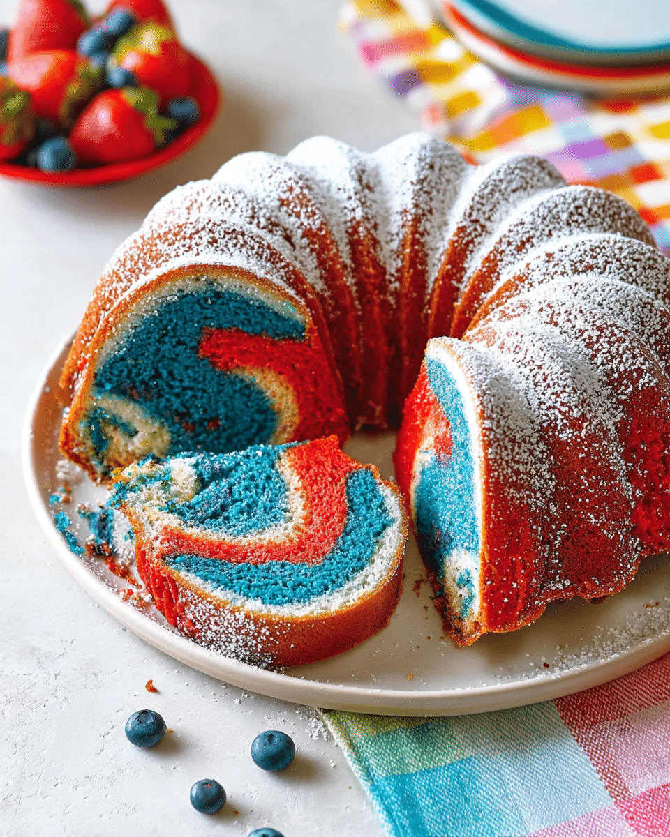 Red, White, and Blue Marble Cake Recipe - Festive and Delicious