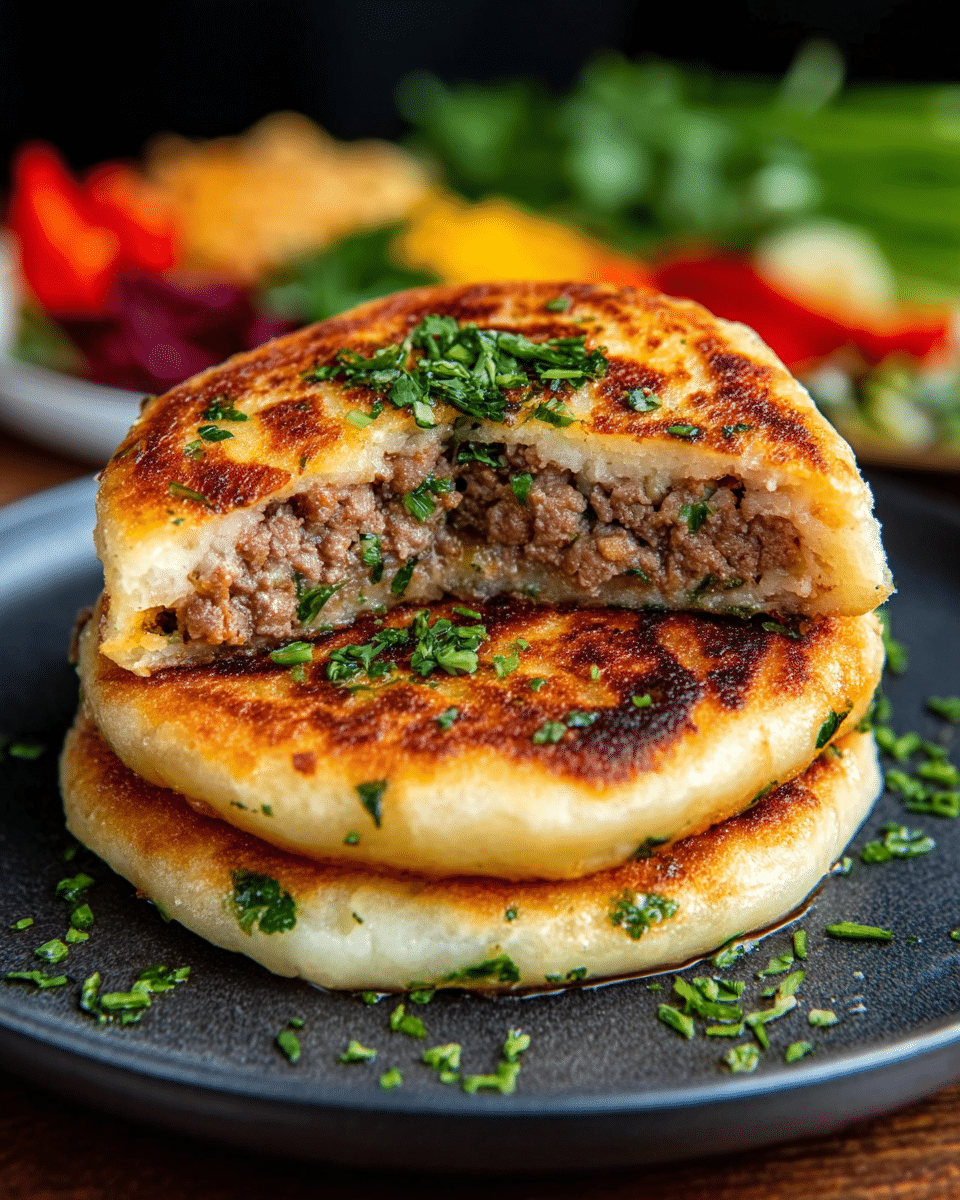 Mashed Potato Pancakes with Meat Filling | Laura Cooks