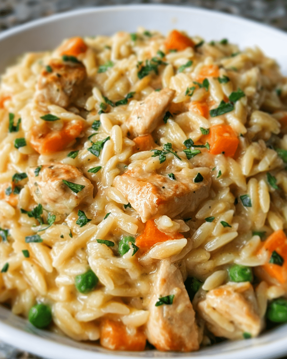 Creamy Chicken Pot Pie Orzo Recipe - Quick & Comforting