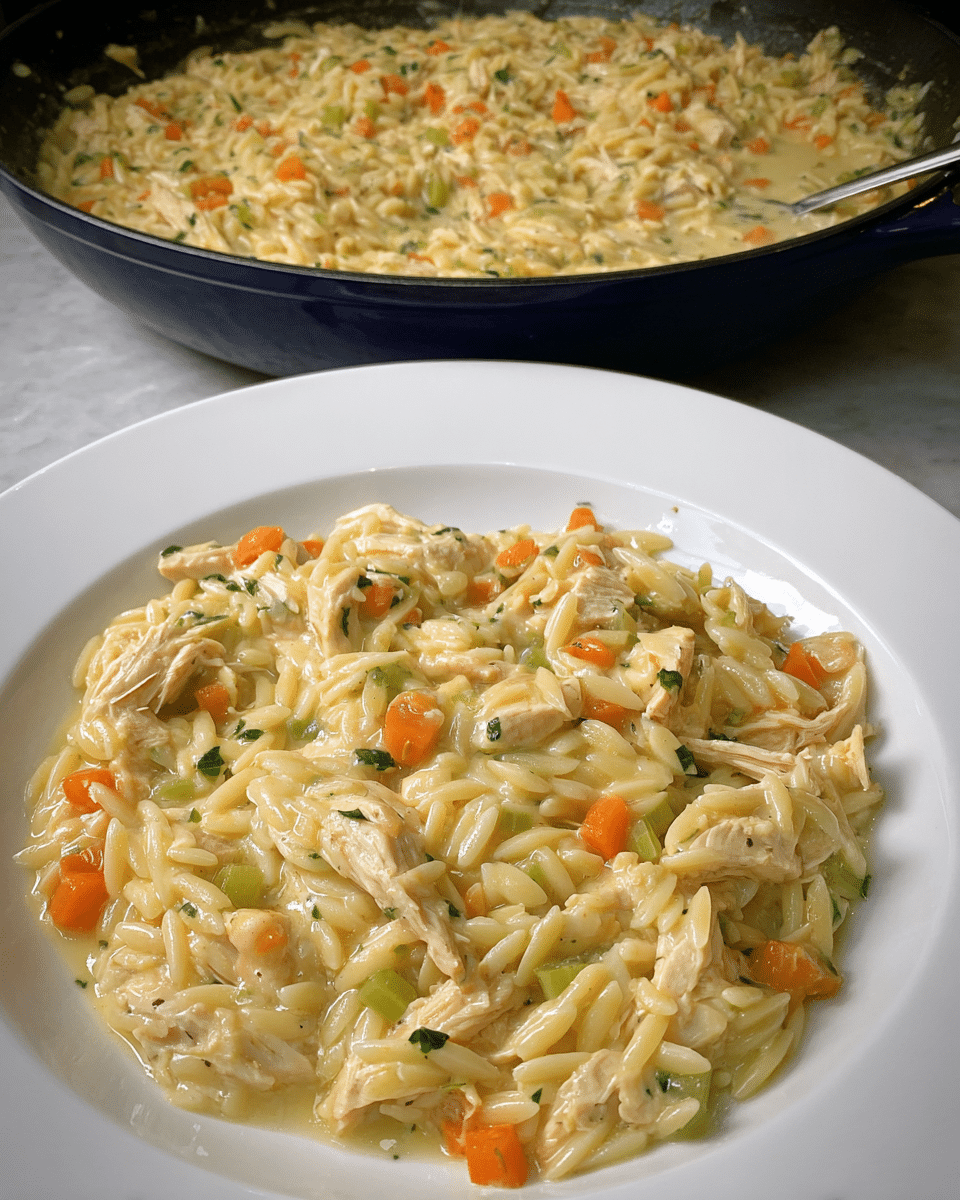 Quick and Easy Creamy Chicken Pot Pie Orzo - Comforting One-Pot Dinner