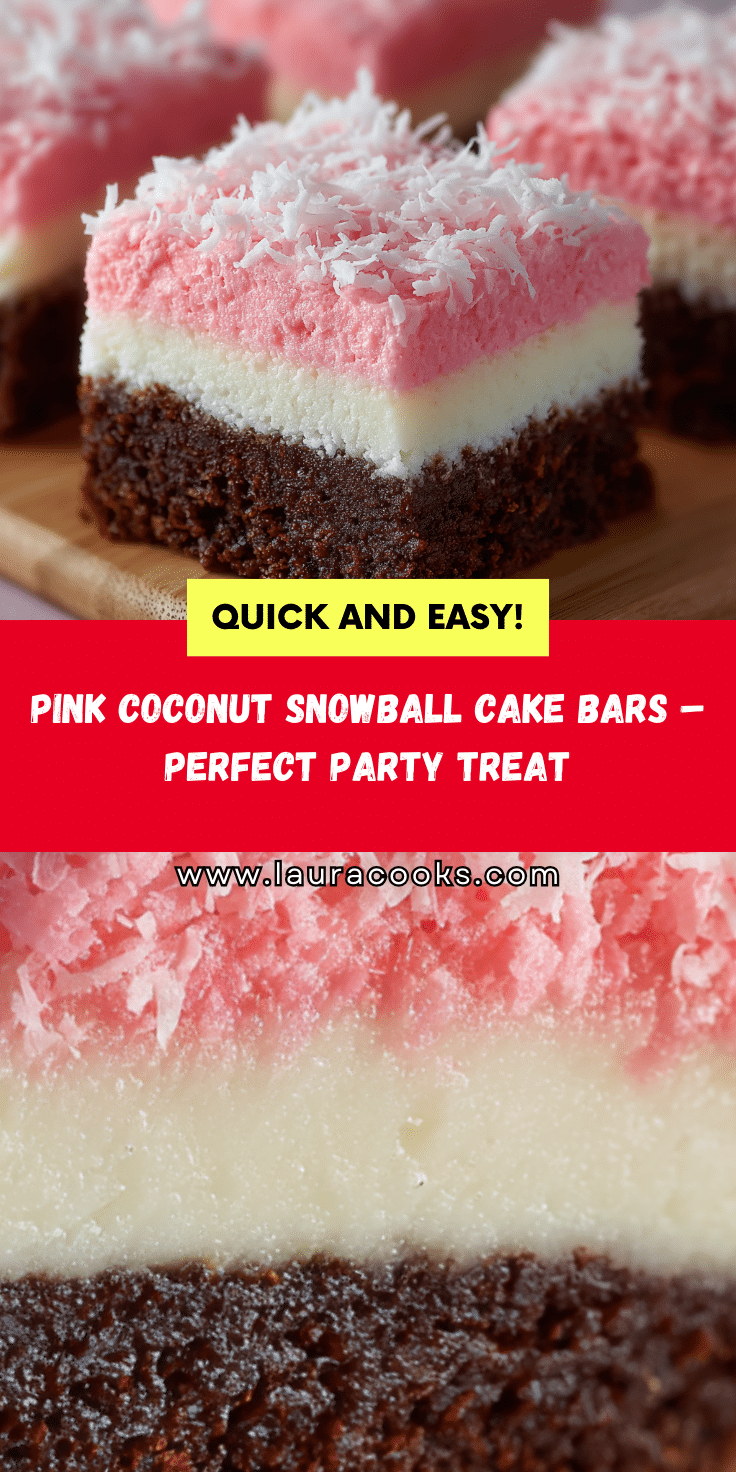 Pink Coconut Snowball Cake Bars - Whimsical Dessert Recipe