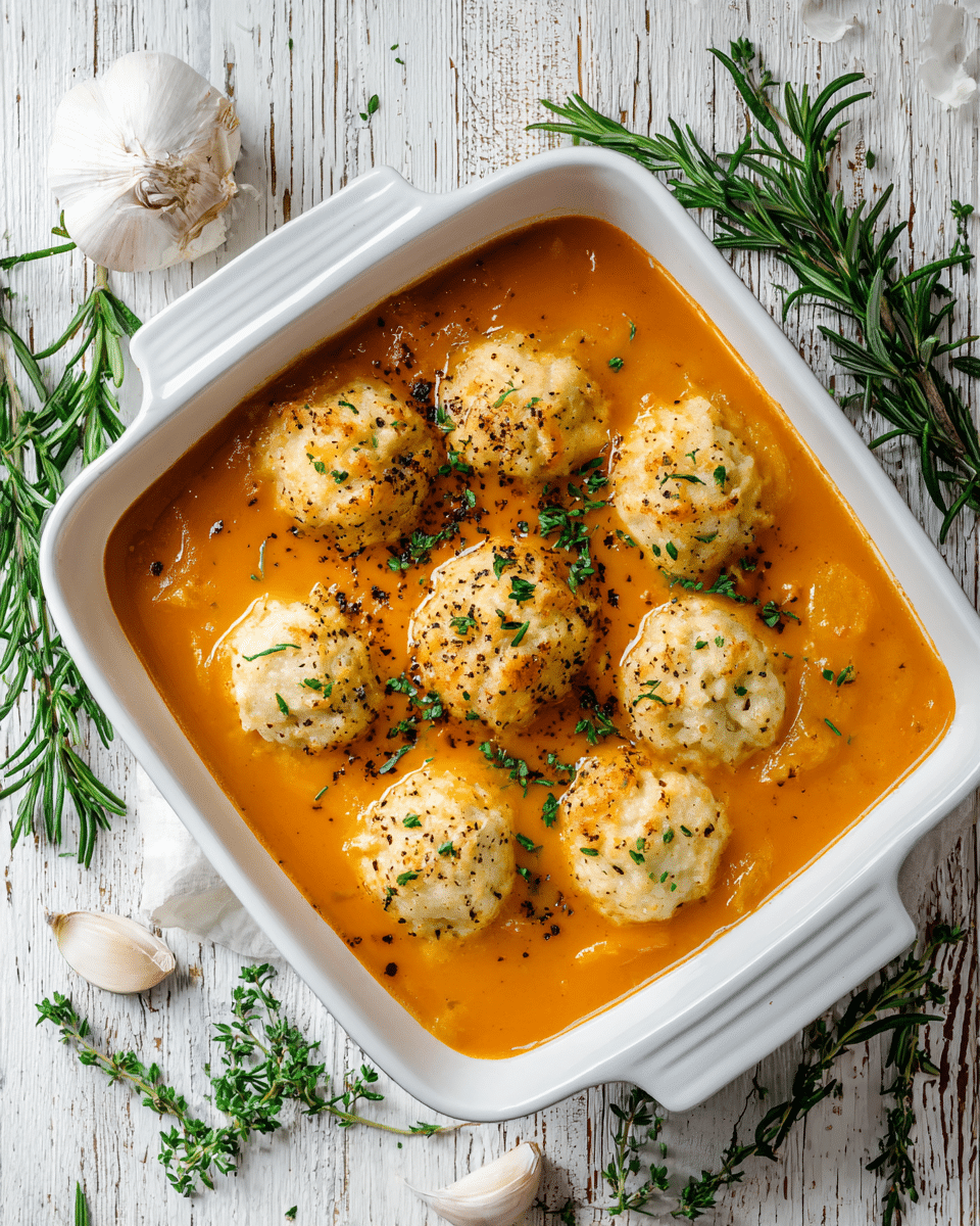 Roasted Tomato Soup with Cheddar Dumplings - Comfort in Every Spoonful
