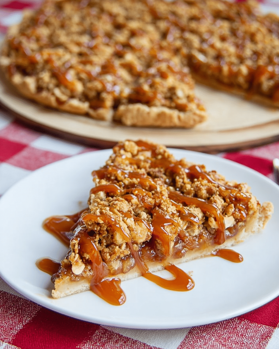 Apple Crisp Pizza Recipe: Cozy Fall Dessert with Caramel Drizzle