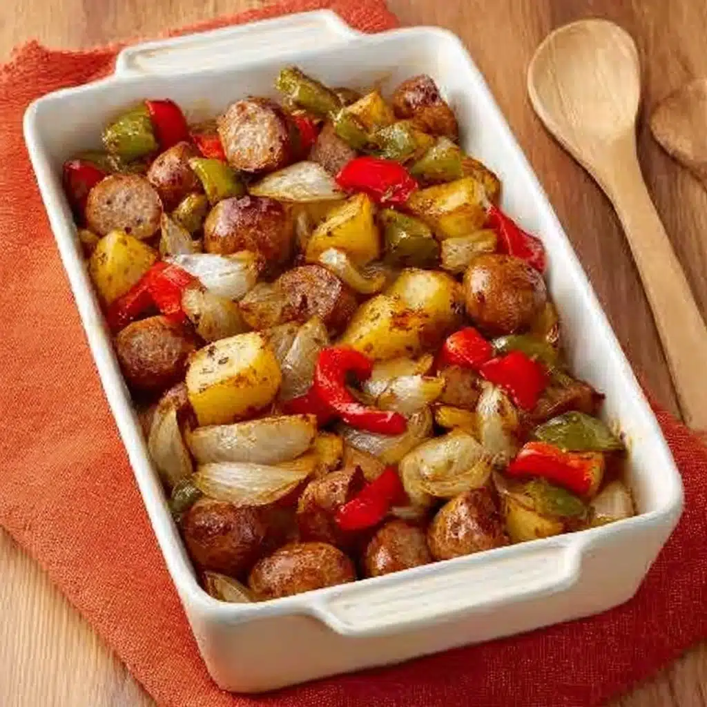 Sausage, Peppers, Onions, Potato Bake Recipe | Easy Family Favorite