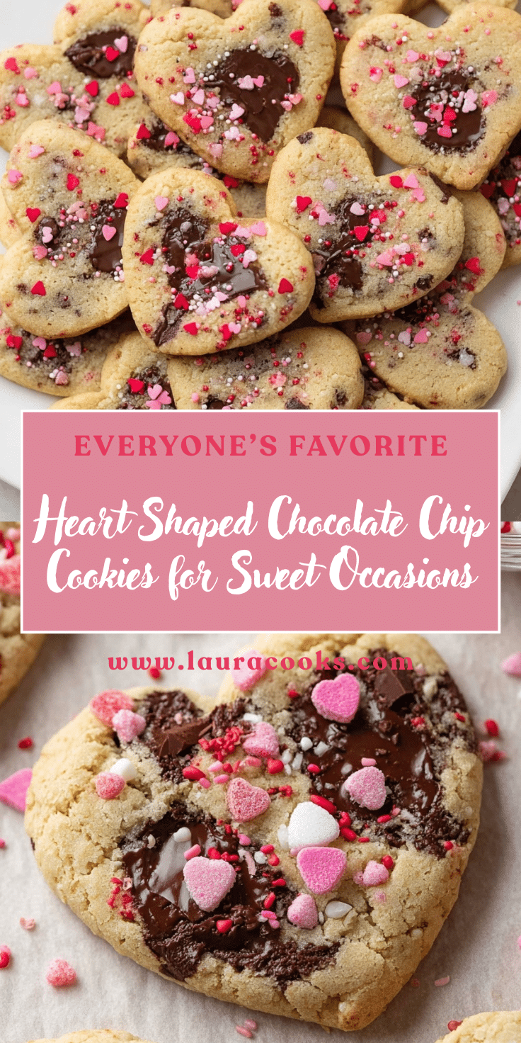 Heart Shaped Chocolate Chip Cookies - Bake Joy for Valentine's Day