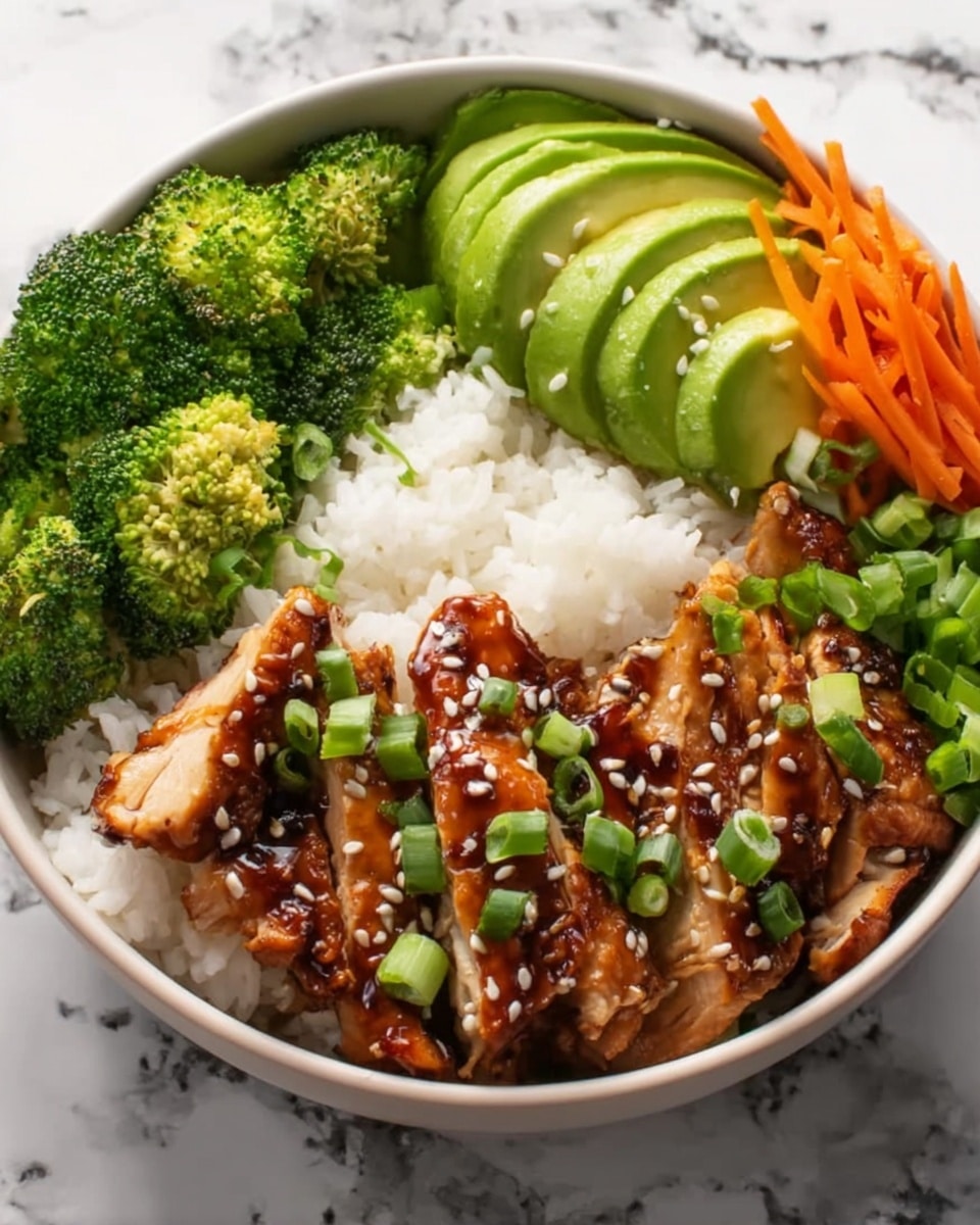 Sticky Chicken Rice Bowls with Spicy Mayo & Sesame Seeds